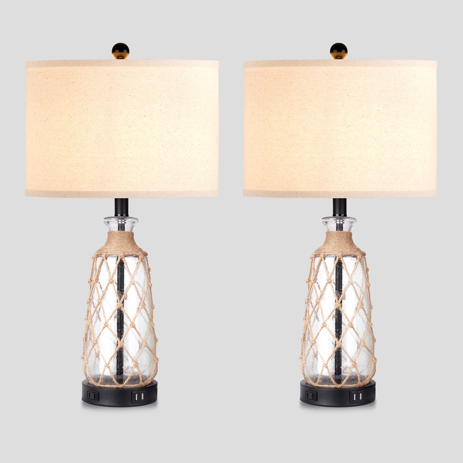 Cinkeda Twinset Creative Rattan Glass Base Table Lamp – MARINFLOW INC.