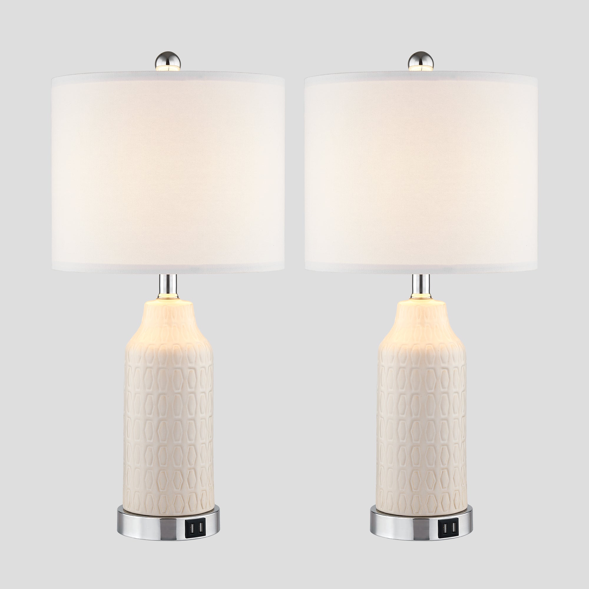 Cinkeda Twinset Creamy White Glossy Ceramic Table Lamps – MARINFLOW INC.